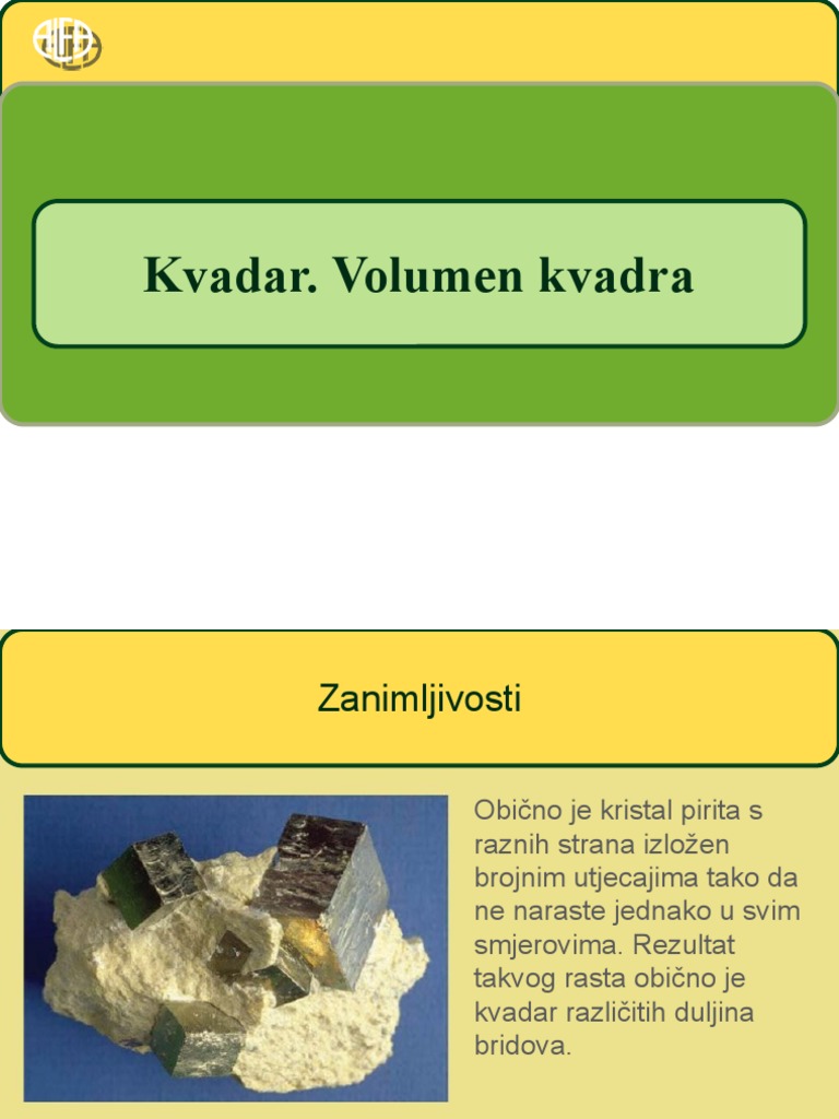 Kvadar. Volumen Kvadra | PDF