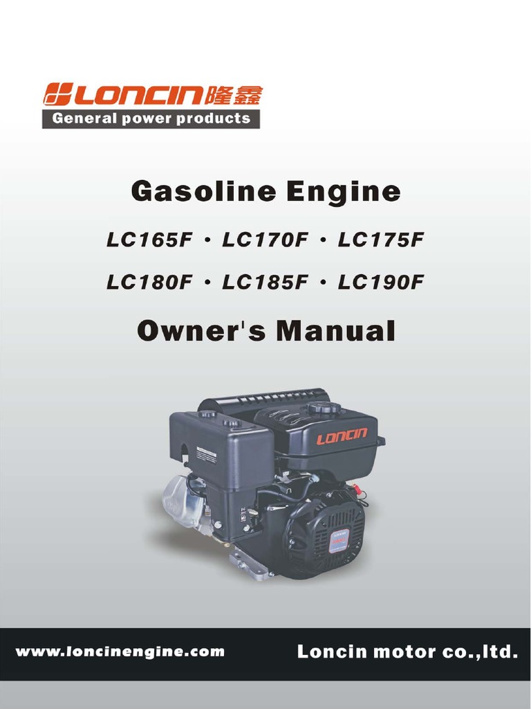 Loncin Engine Owner's Manual | PDF | Carburetor | Gasoline