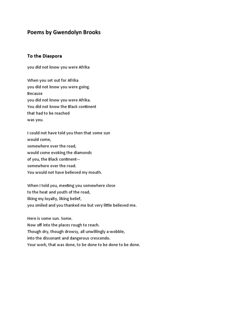 Poems by Gwendolyn Brooks | PDF