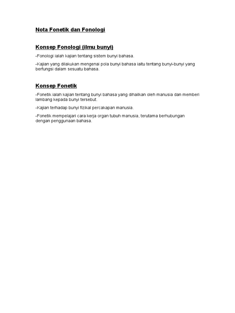 Nota Fonetik Dan Fonologi | PDF