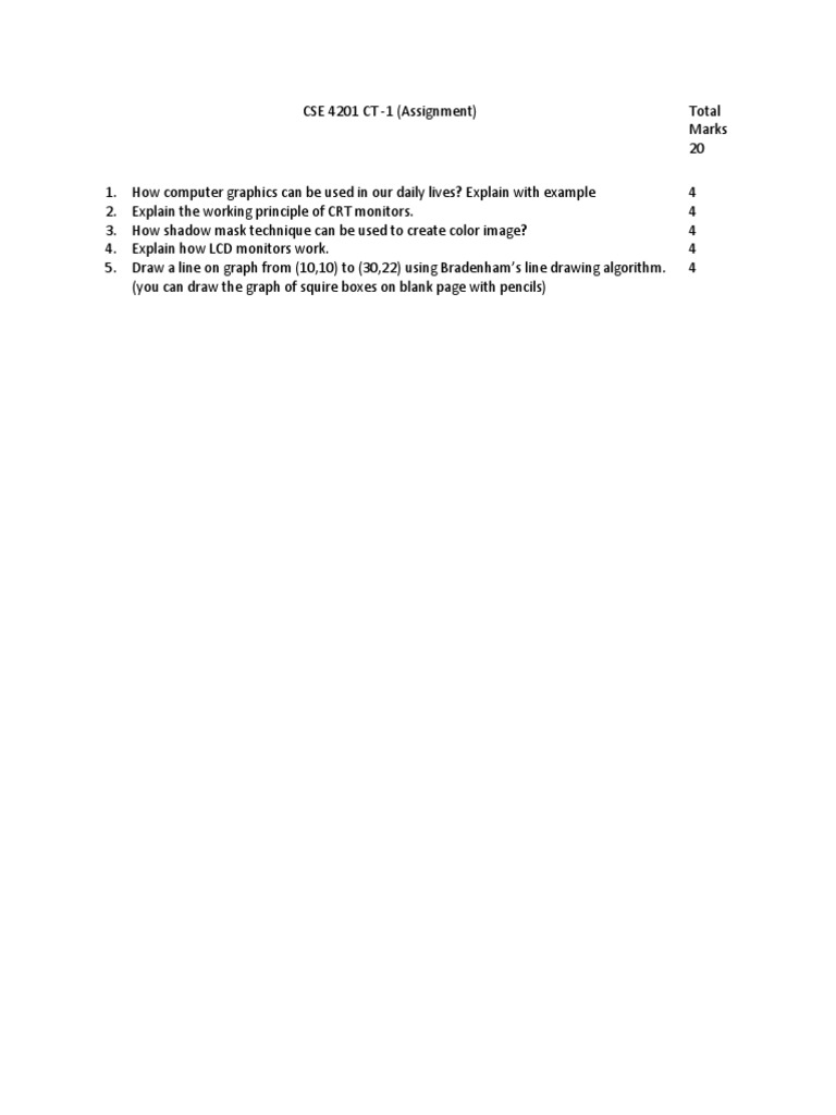 Computer Graphics & Monitor Tech Assignment | PDF