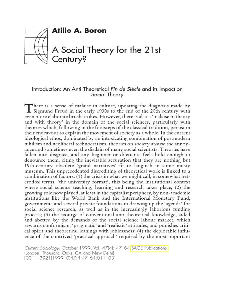 A Social Theory For The 21st Century PDF | PDF | Positivism | Sociology
