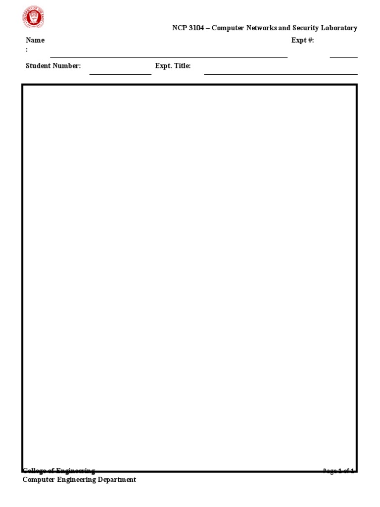 Ncp 3104 Computer Networks And Security Laboratory Name Expt Pdf 