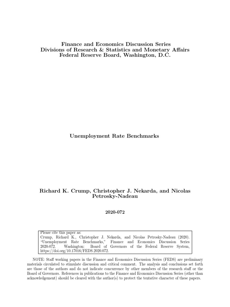 Unemployment Rate Benchmarks | PDF | Phillips Curve | Inflation