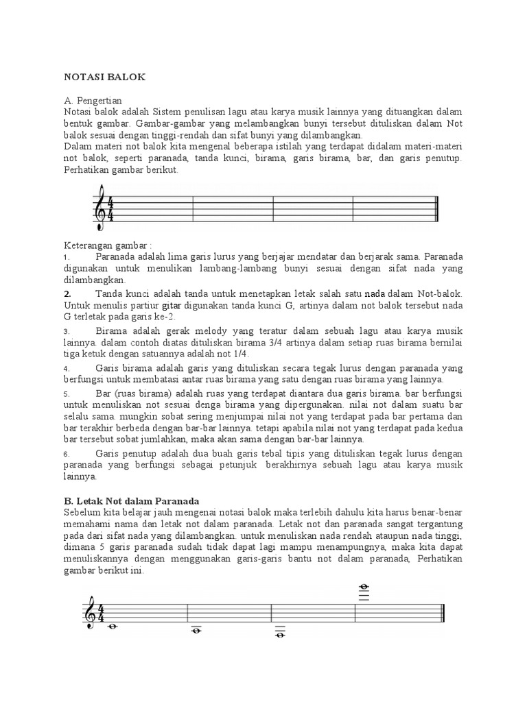 Panduan Notasi Balok Musik | PDF