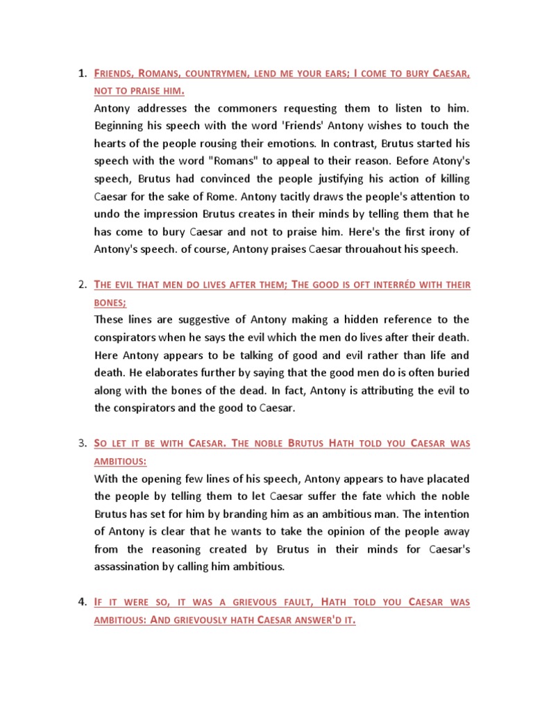 Antony Speech | PDF | Julius Caesar
