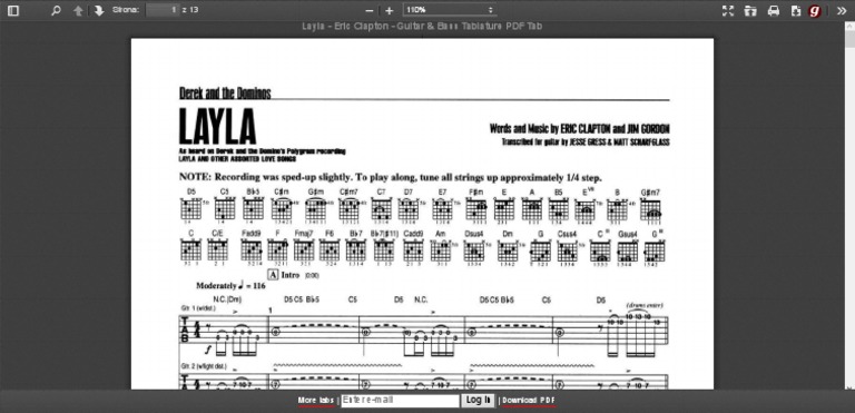 Layla - Eric Clapton - Guitar Tab PDF - Layla PDF | PDF | Song ...