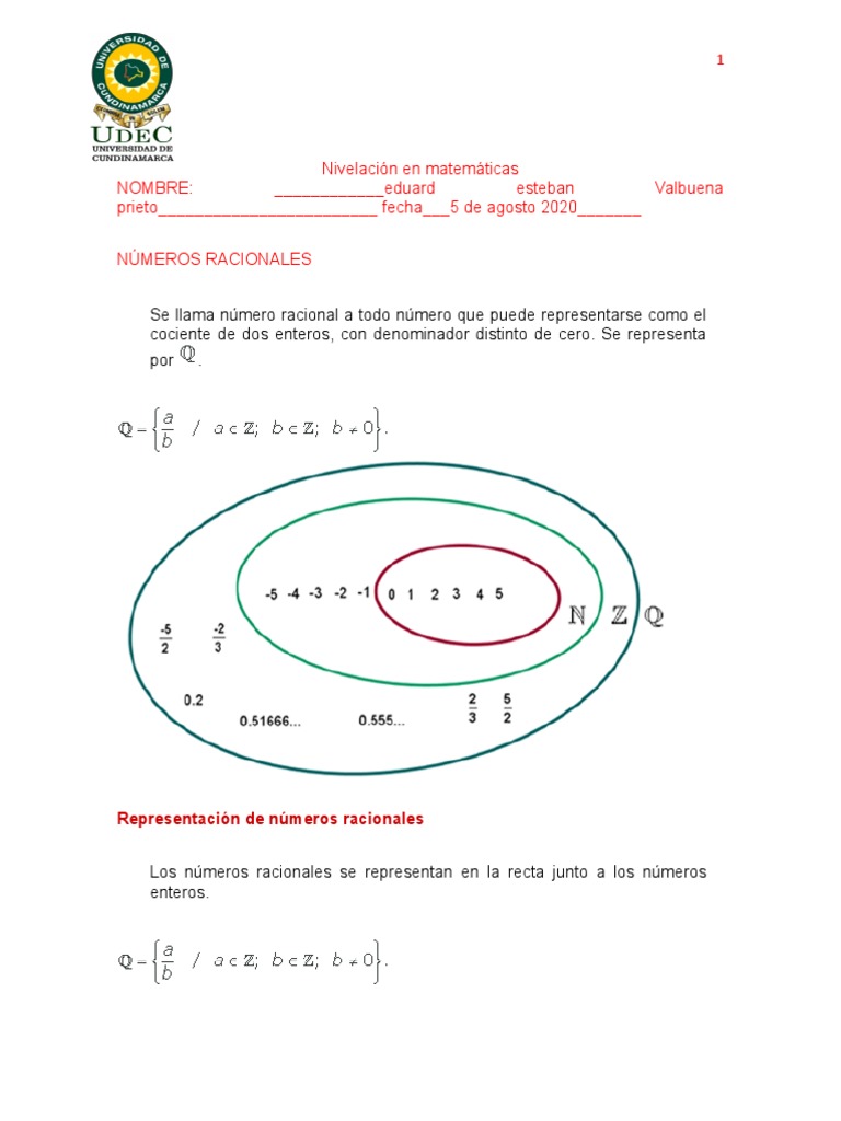 Guía de Números Racionales y Fracciones | PDF | Fracción (Matemáticas ...
