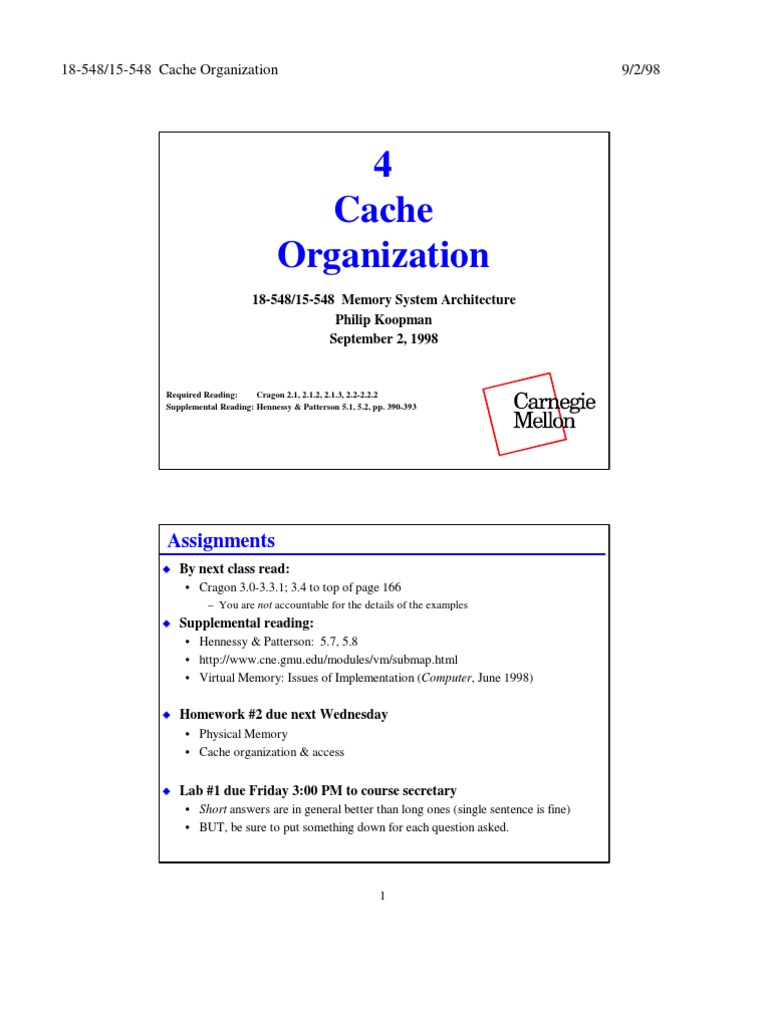 4 Cache Organization: Assignments | PDF