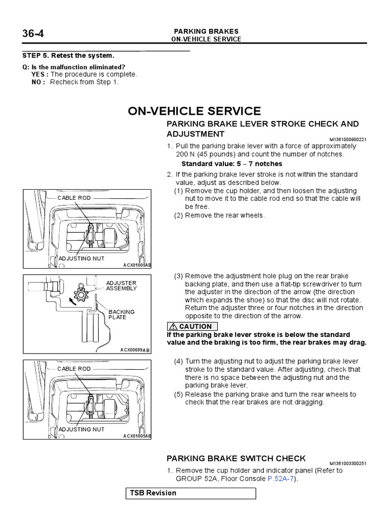 Pajero Handbrake Adjustment | PDF | Machines | Transportation Engineering