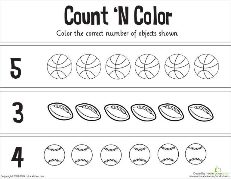 Color The Correct Number of Objects Shown: Created By: 2008-2009 | PDF