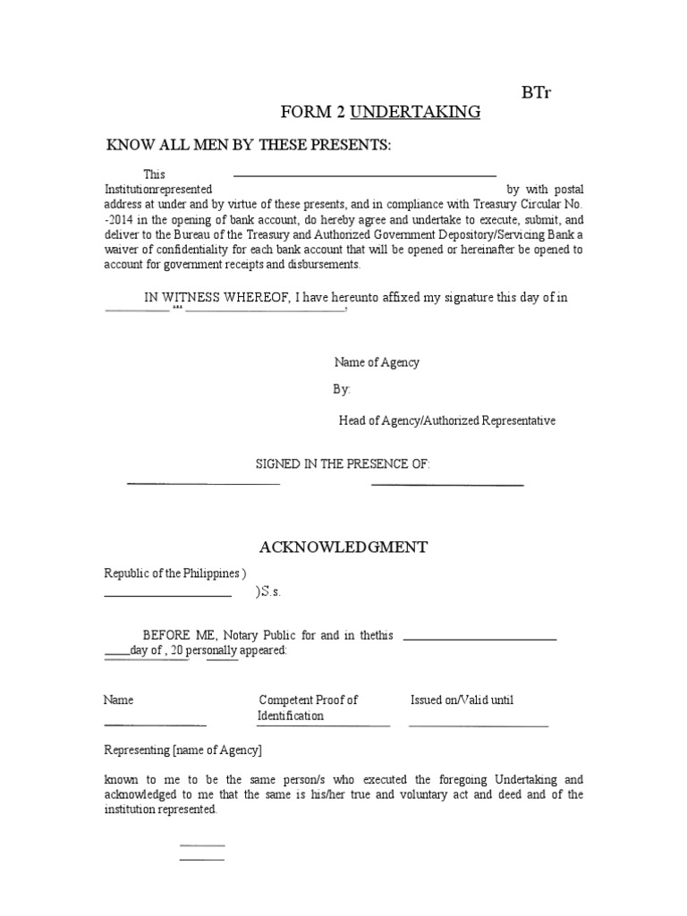 BTR Form 2 Undertaking: Know All Men by These Presents | PDF