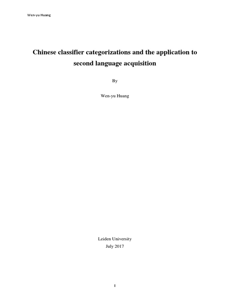 Chinese Classifiers in L2 Acquisition | PDF | Adjective | Noun