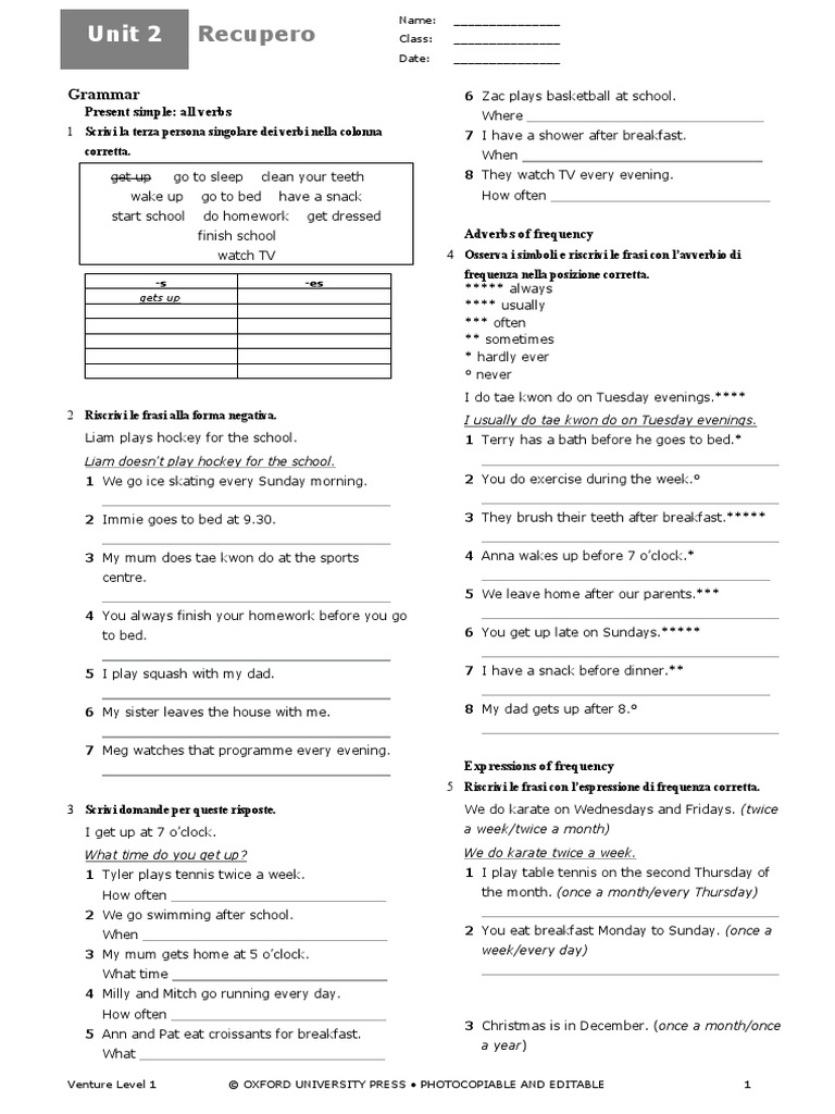 Grammar: Present Simple: All Verbs | PDF | Linguistic Typology | Sports