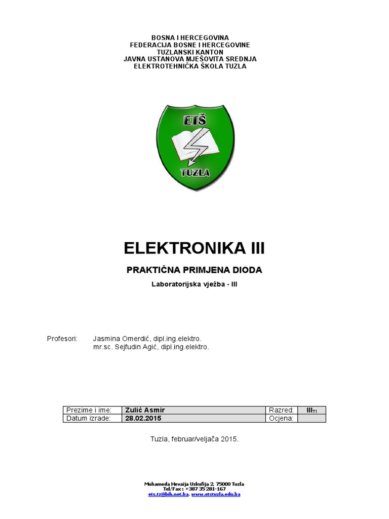 Vjezba III - Prakticna Primjena Dioda | PDF