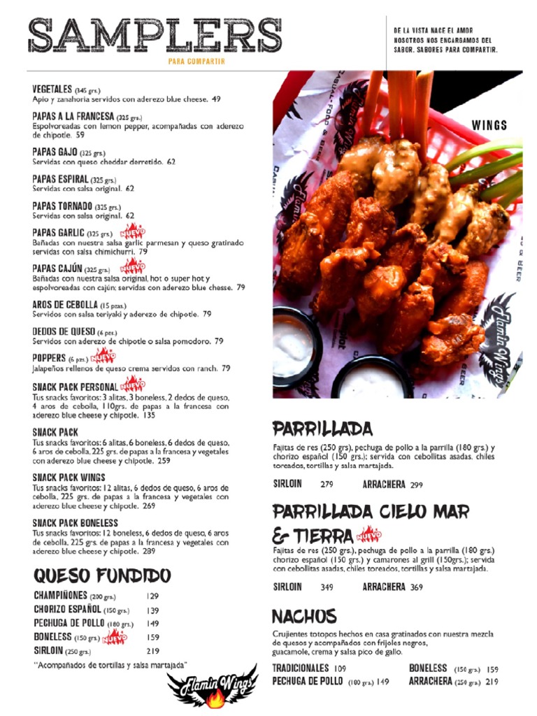 Menu Flamin Wings | PDF