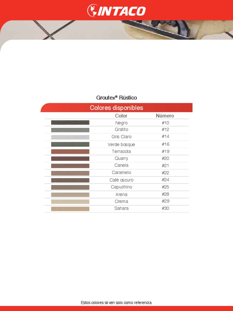 Abanico Colores Groutex Rustico | PDF