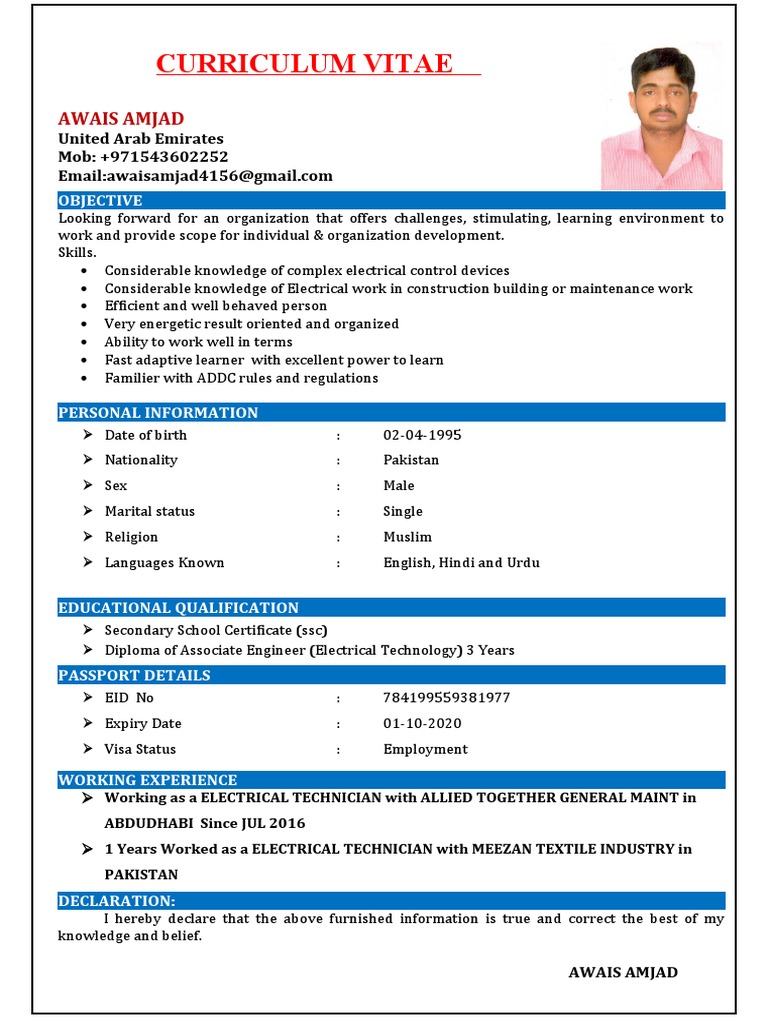 Curriculum Vitae: Awais Amjad | PDF