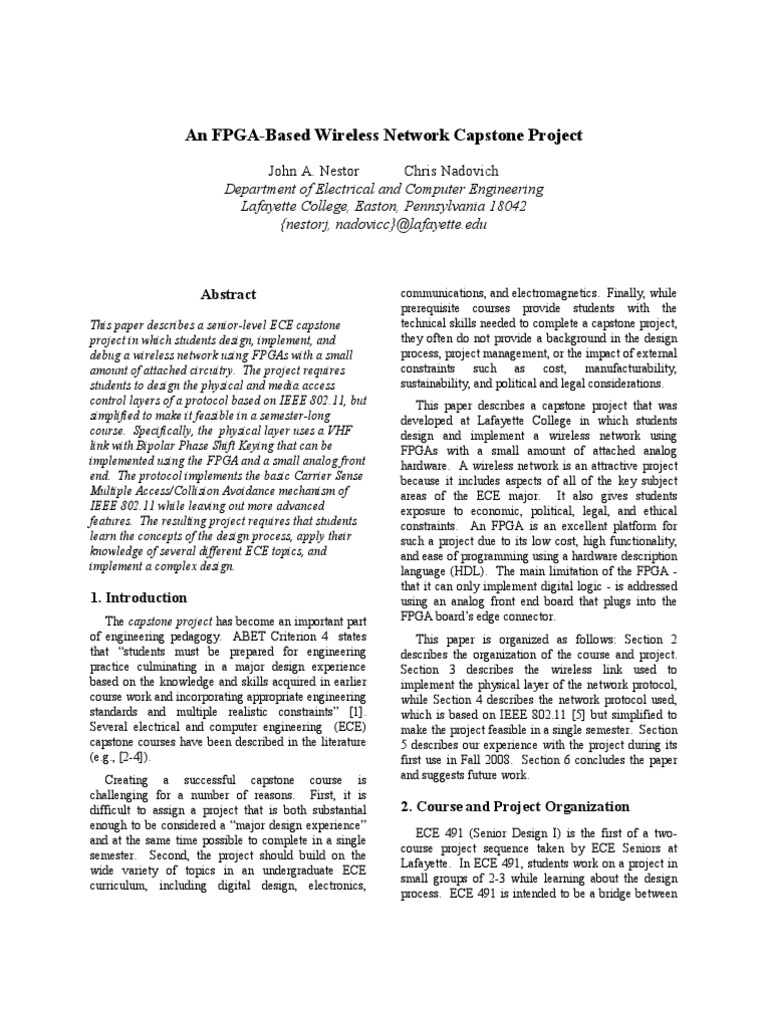 An FPGA-Based Wireless Network Capstone Project - 10.1.1.156.9131 | PDF | Electronic Engineering ...