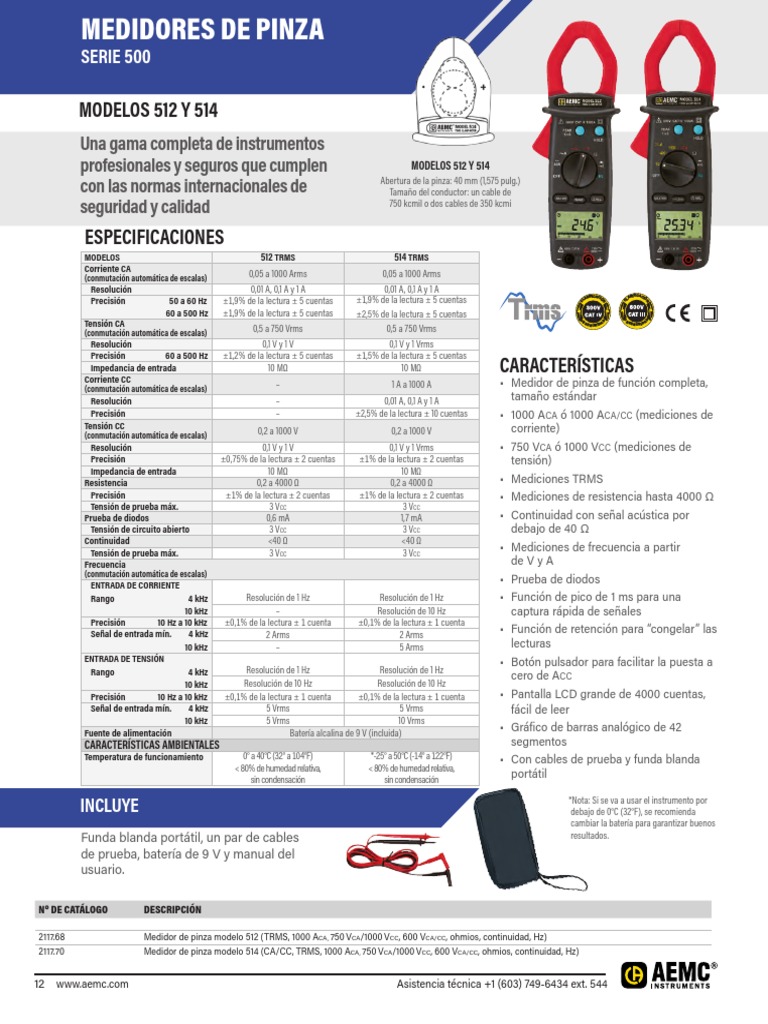 Medidores de Pinza TRMS Modelos 512 y 514 | PDF | Ingeniería ...