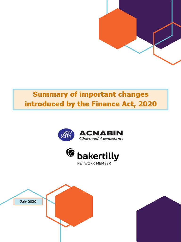 Finance Act 2020: Key Tax Changes | PDF | Corporate Tax | Expense