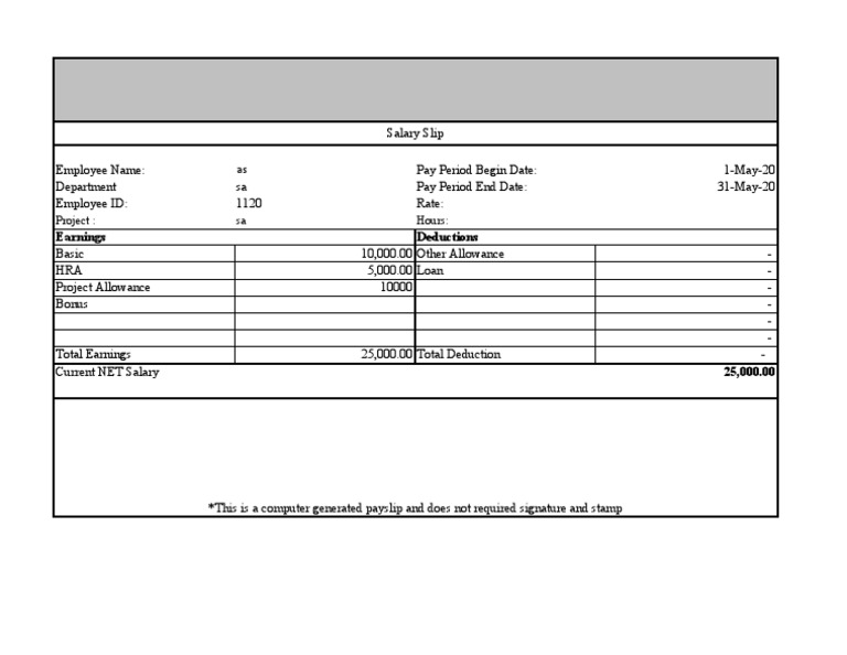 Pay Slip Template | PDF