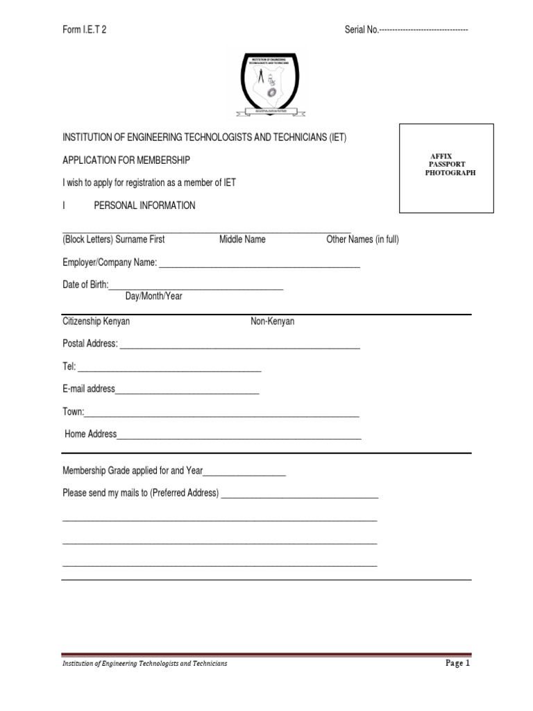 Iet Application Form | PDF | Government | Business