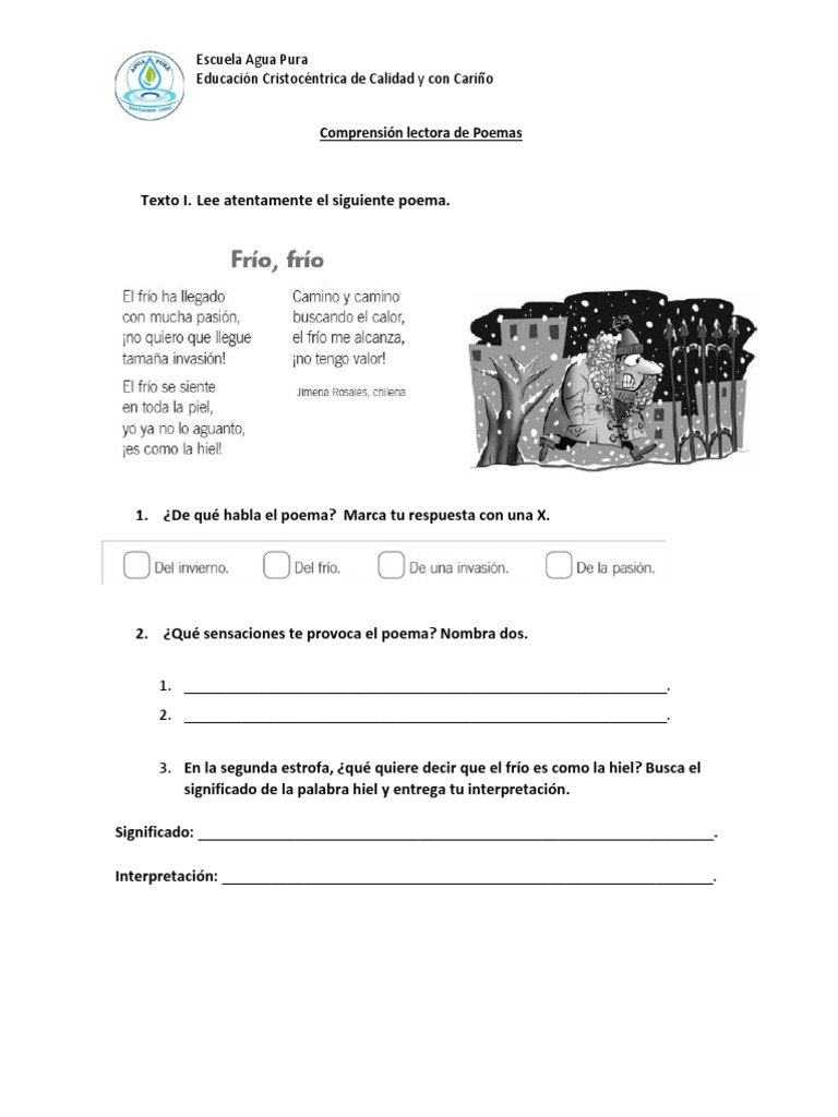 Comprensión de Poemas | PDF | Artes del Lenguaje y Comunicación