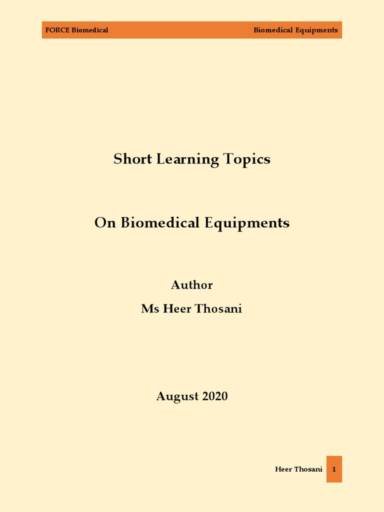 Short Learning Topics On Biomedical Equipments | PDF | Heart ...