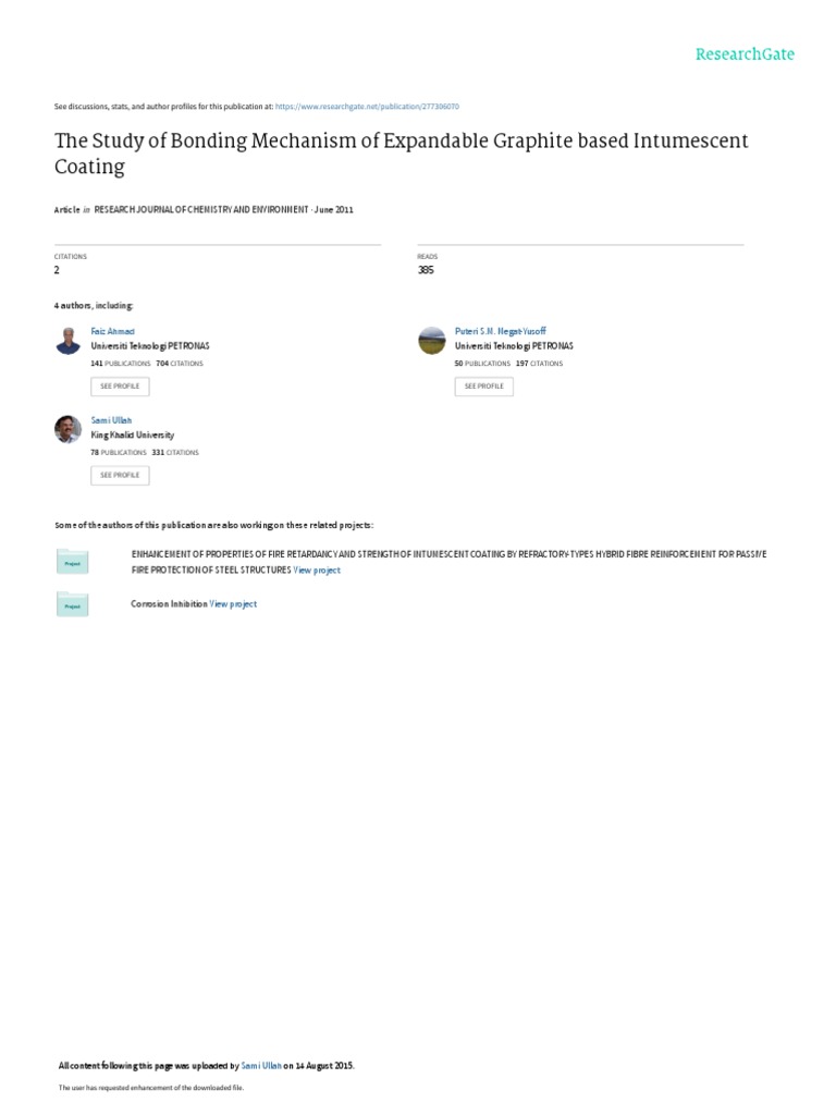 The Study of Bonding Mechanism of Expandable Graphite Based Intumescent ...