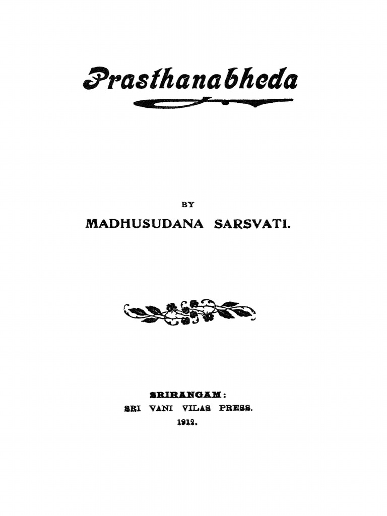 Prasthanabheda by Madhusudana Sarasvati PDF | PDF