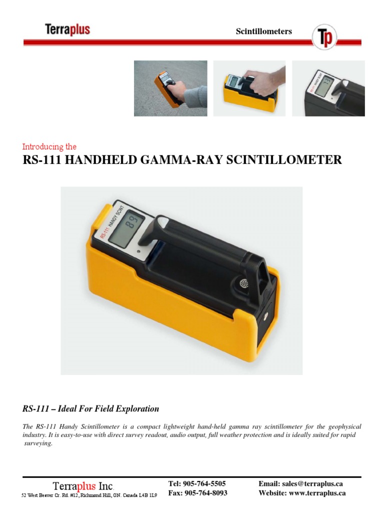 Rs-111 Handheld Gamma-Ray Scintillometer: Terra Inc | PDF | Battery ...