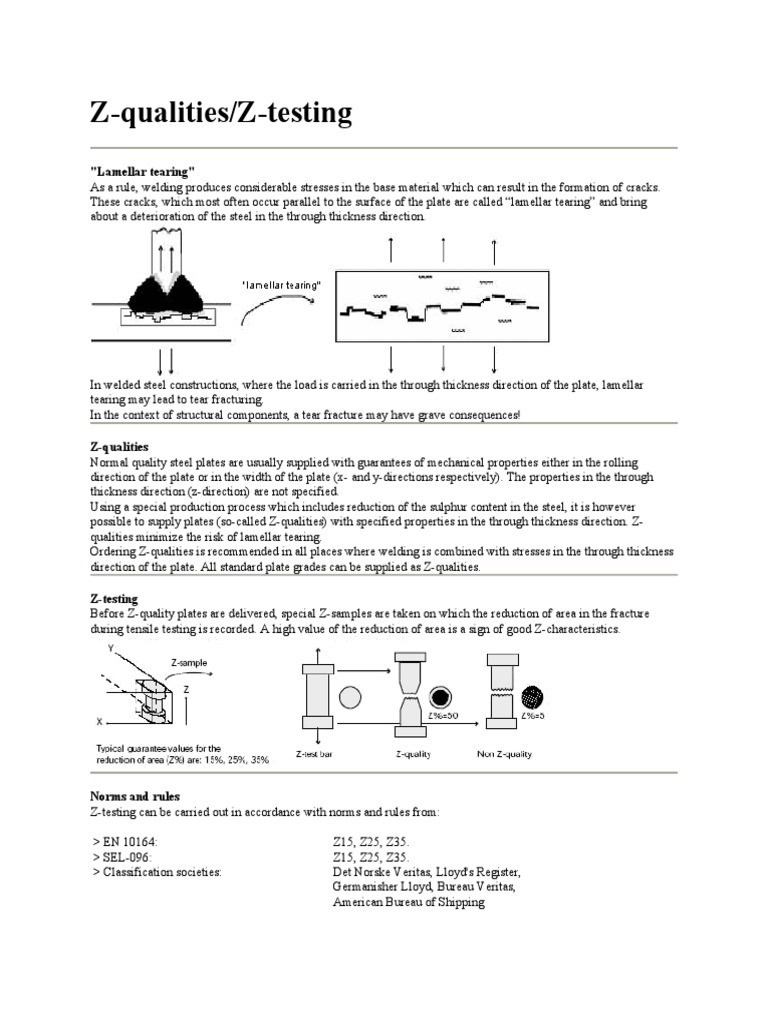 Z-Quality Steel and Lamellar Tearing | PDF