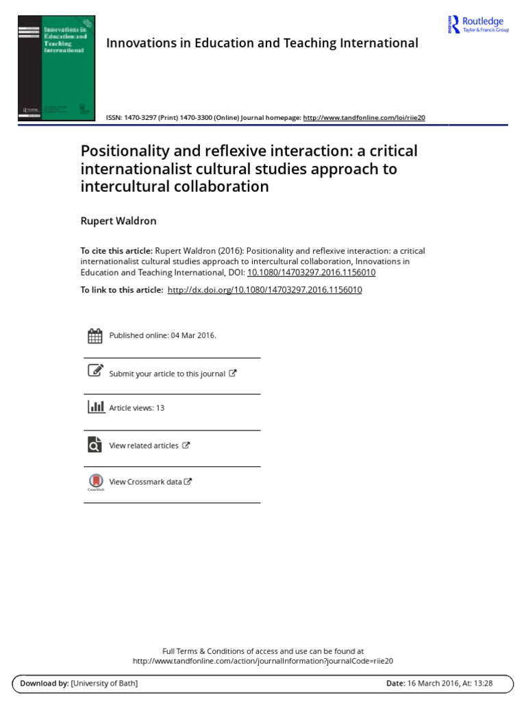 Positionality and Reflexive Interaction: A Critical Internationalist ...