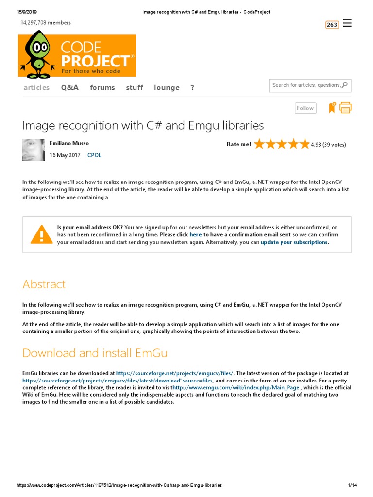 Image Recognition With C# and Emgu Libraries - CodeProject | PDF | Software Development ...