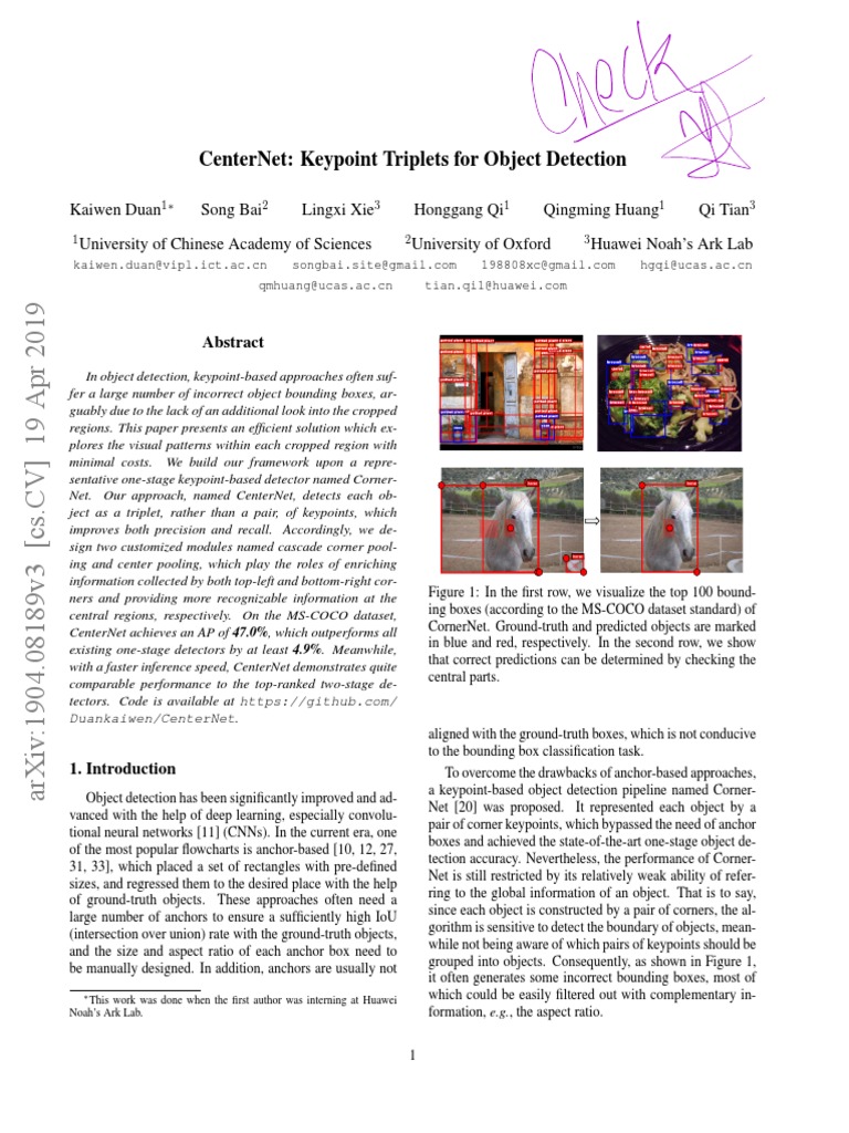 CenterNet Keypoint Triplets PDF | PDF | Deep Learning | Cognitive Science