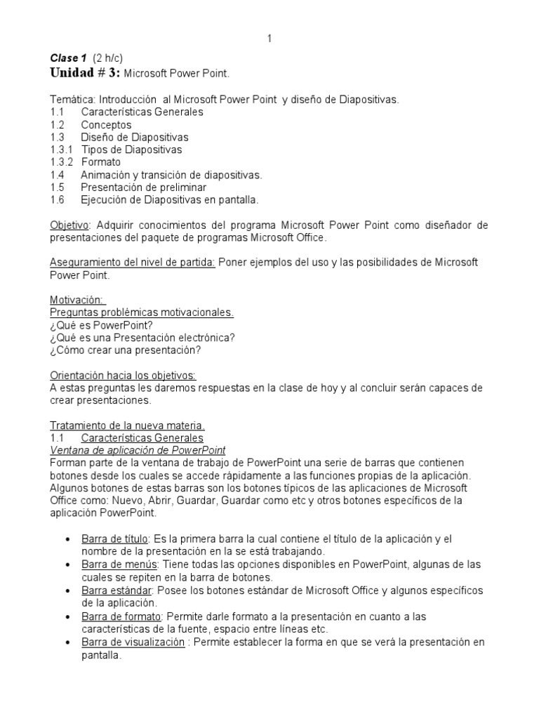 Plan de Clases de PowerPoint 2006 | PDF | Microsoft PowerPoint | Multimedia