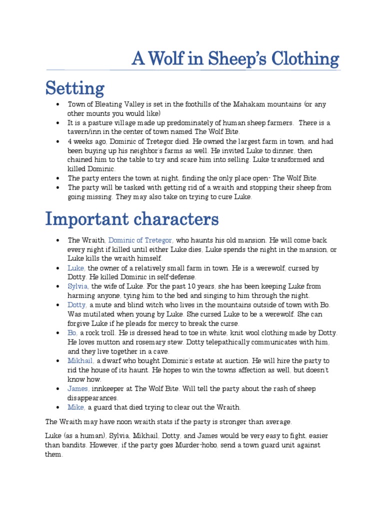 A Wolf in Sheeps Clothing | PDF | Werewolves | Sheep