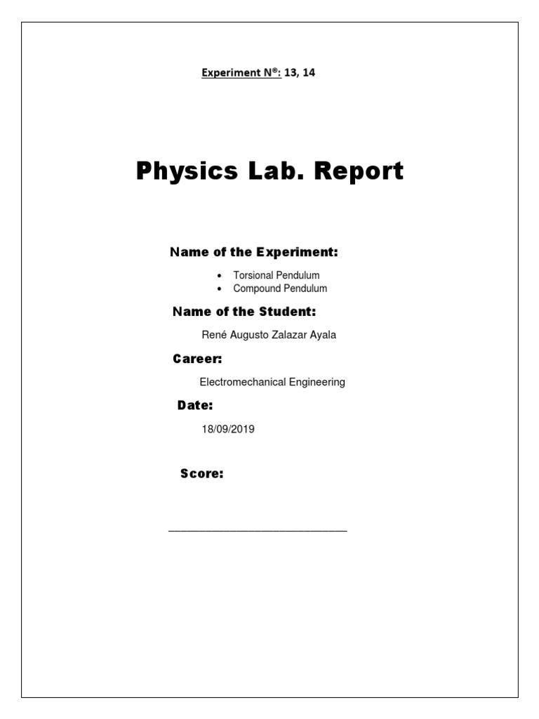 Torsional Pendulum Lab Report | PDF | Physics | Mechanics