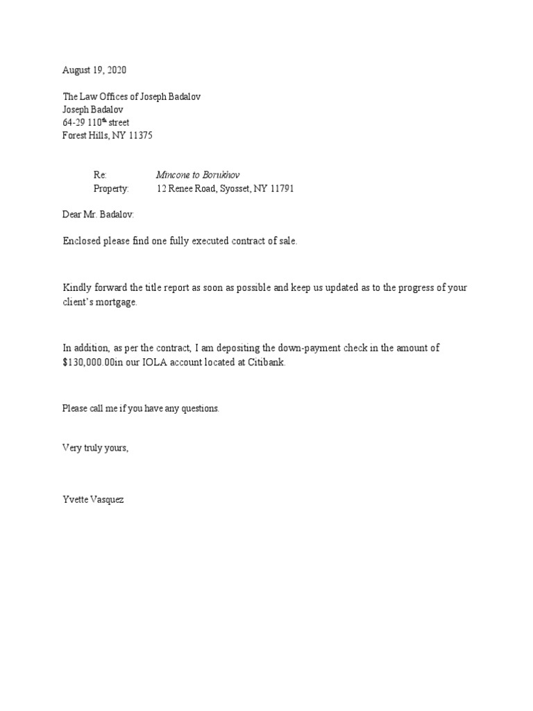 Contract of Sale for Property in Syosset | PDF