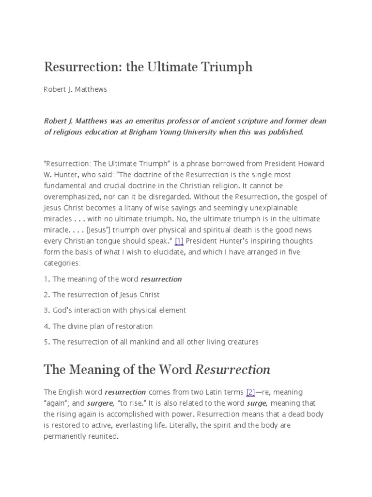 Resurrection: The Ultimate Triumph | PDF | Resurrection Of Jesus | Last ...