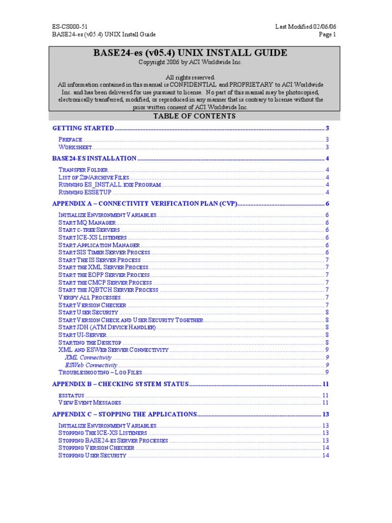 BASE24-es V054 UNIX Install Guide 06-Feb-2006 | PDF | Zip (File Format ...