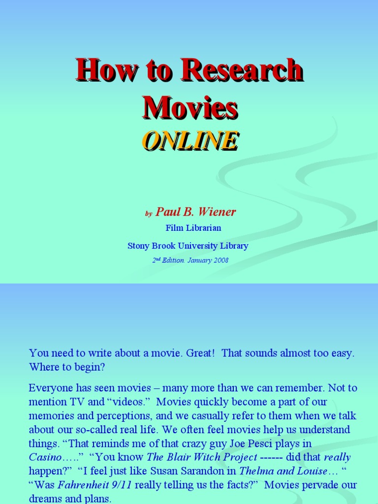 How To Research Movies How To Research Movies | PDF | Libraries ...