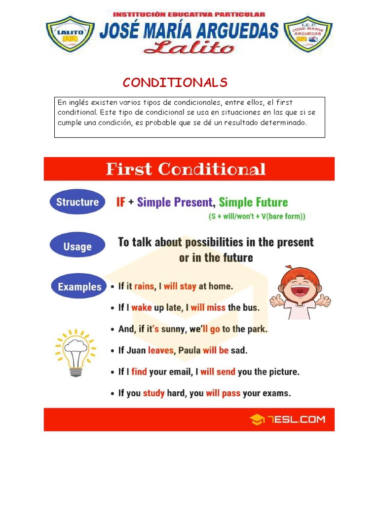 If Then Conditionals in English: The First Conditional | PDF