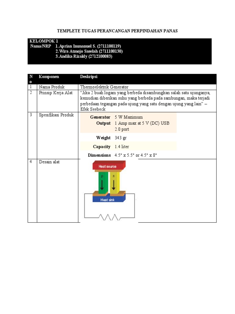 Aprian-Wira Saselah - Andika Rizaldy - Thermoelektrik Generator | PDF