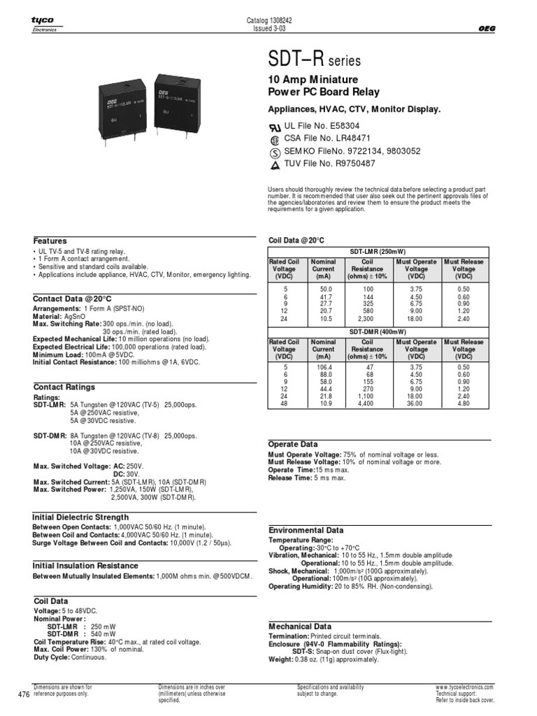 SDT S 105LMR | PDF | Relay | Electrical Resistance And Conductance