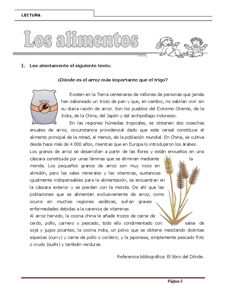 Lectura de Comprension 2 | PDF | Arroz | Cereales