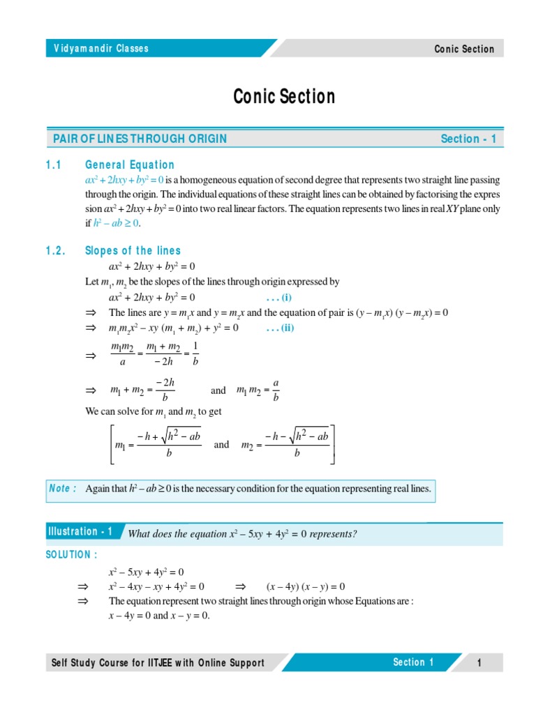 Conic Section: 1.1 General Equation | PDF | Euclidean Geometry | Algebra