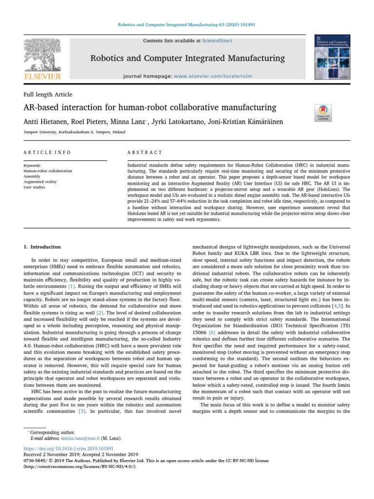 Robotics and Computer Integrated Manufacturing | PDF | Robot | Robotics