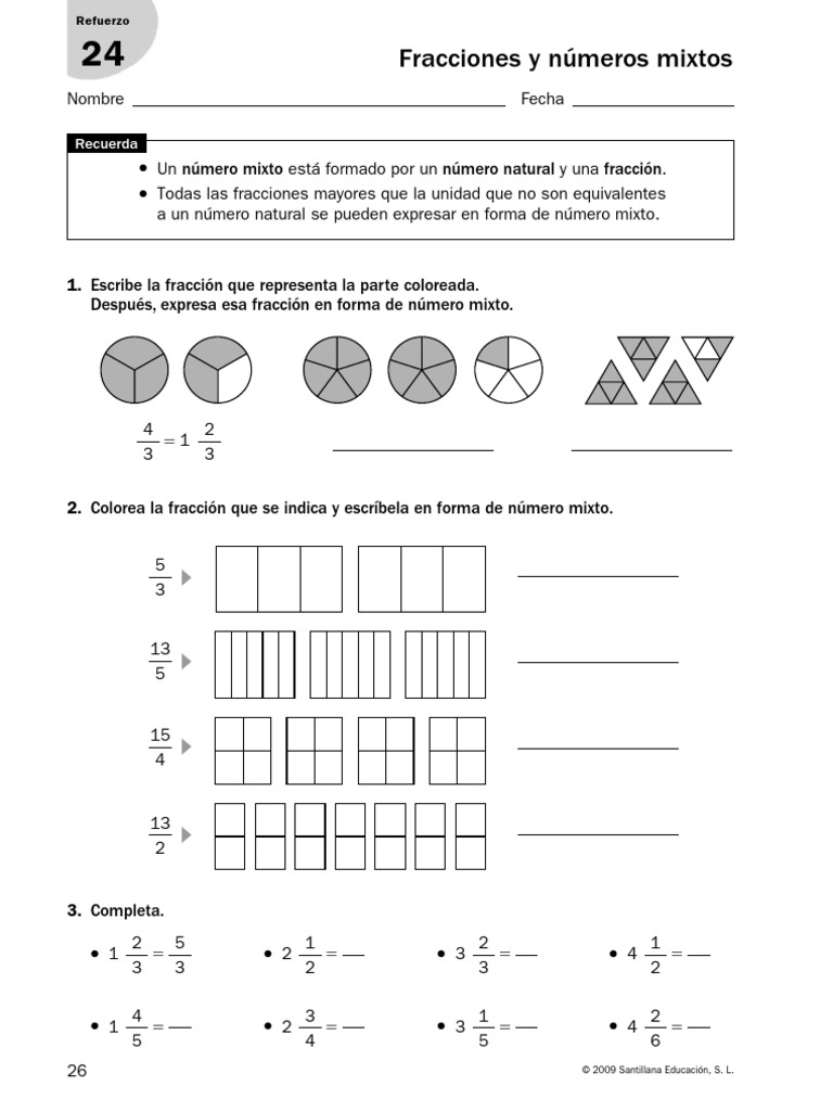 Hoja De Trabajo De Fracciones Equivalentes Y Proporciones